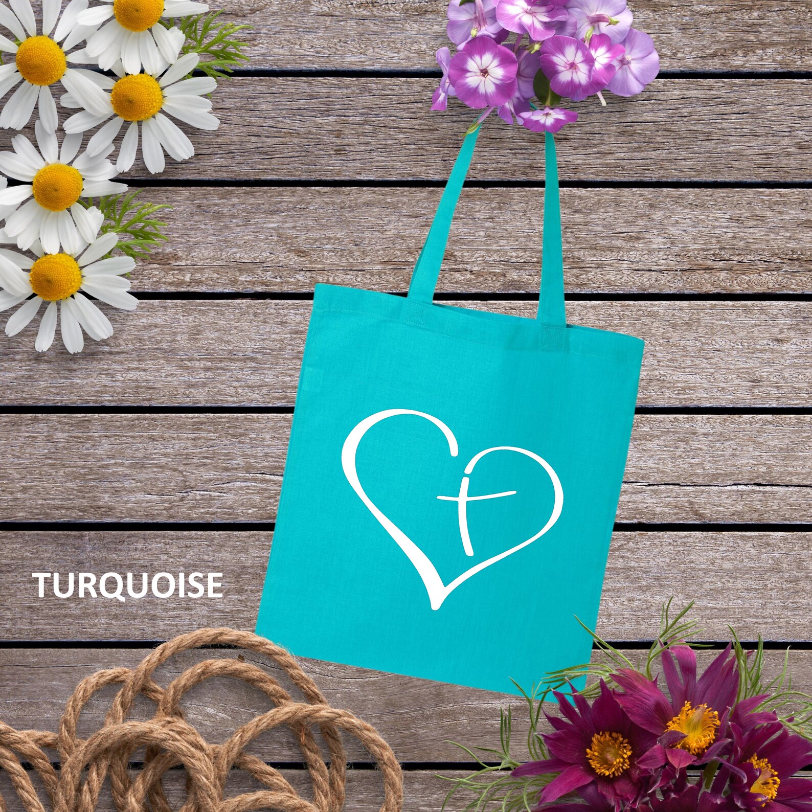 Love Heart Tote Bag Christian Cross Bag Religious Gift for - Etsy