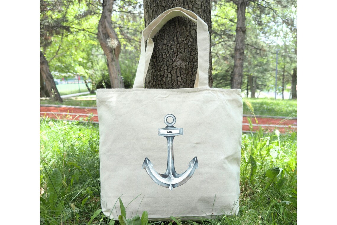 Nautical Anchor Beach Tote Bag, Stylish Ocean-themed Bag for Shopping ...