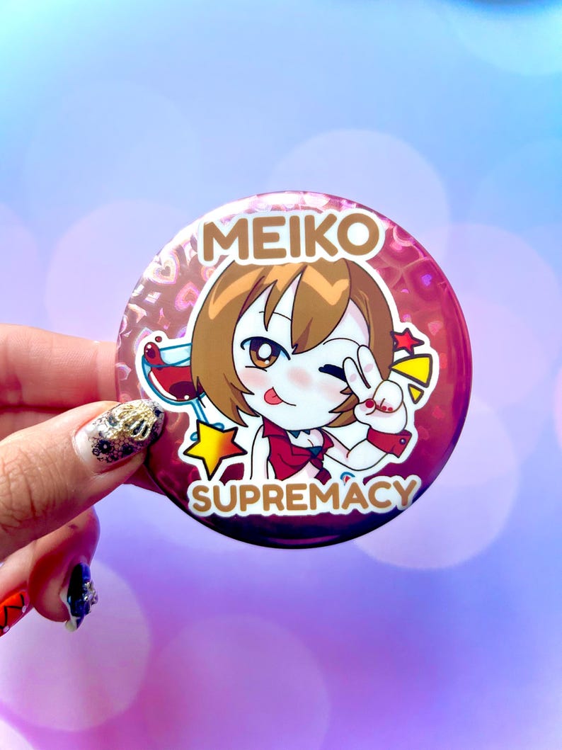 Miku Supremacy Holographic Pin Button | Anime Heart Teto Meme Funny ...