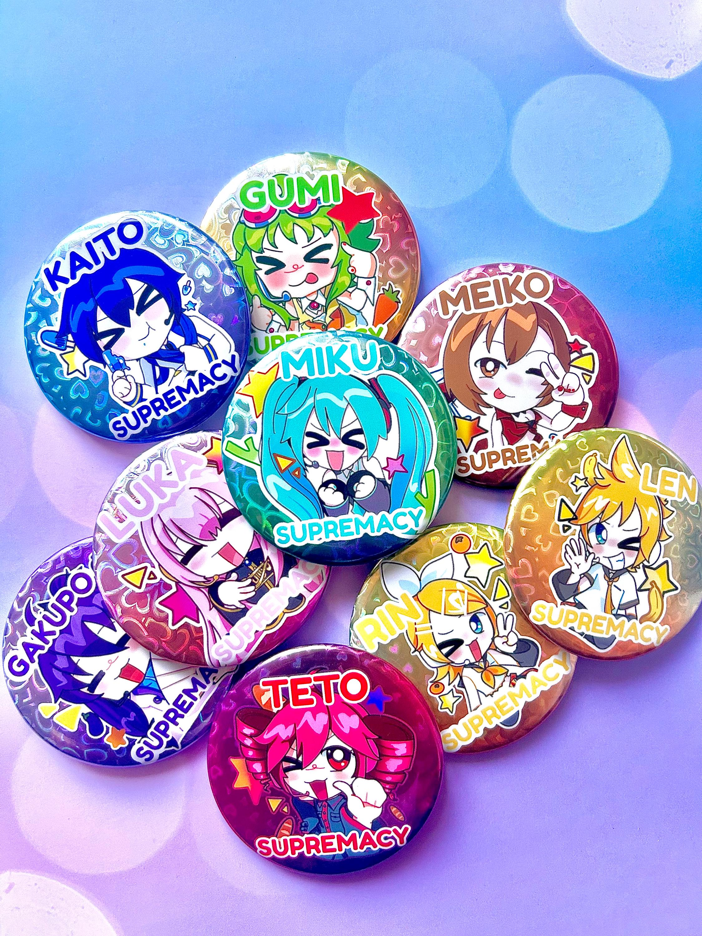 Miku Supremacy Holographic Pin Button | Anime Heart Teto Meme Funny ...