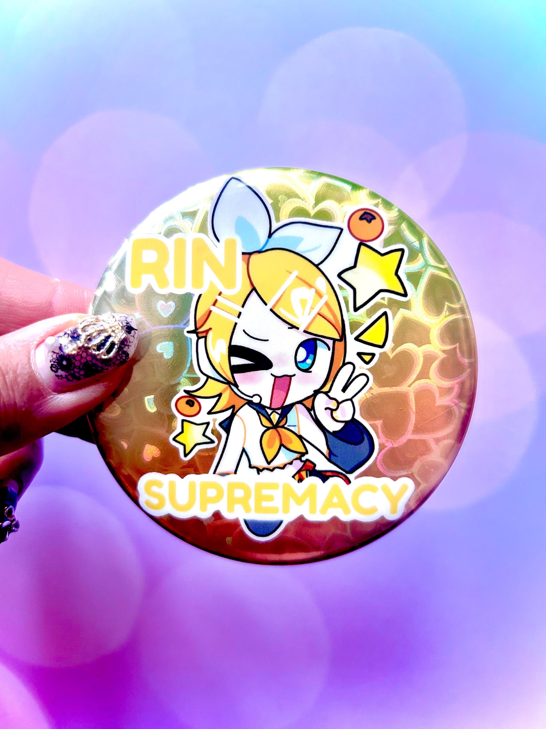Miku Supremacy Holographic Pin Button | Anime Heart Teto Meme Funny ...