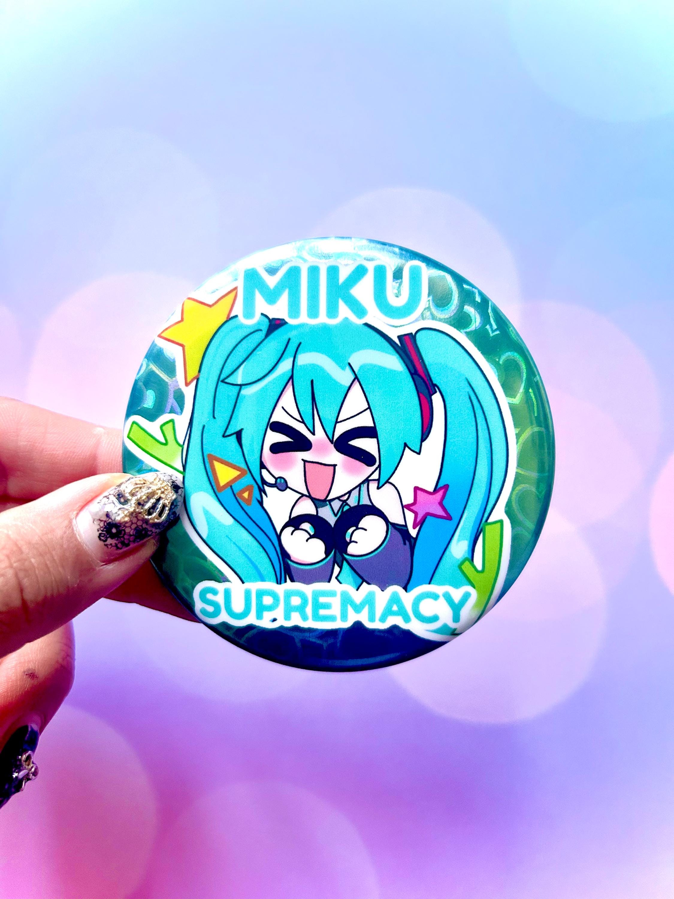 Miku Supremacy Holographic Pin Button | Anime Heart Teto Meme Funny ...
