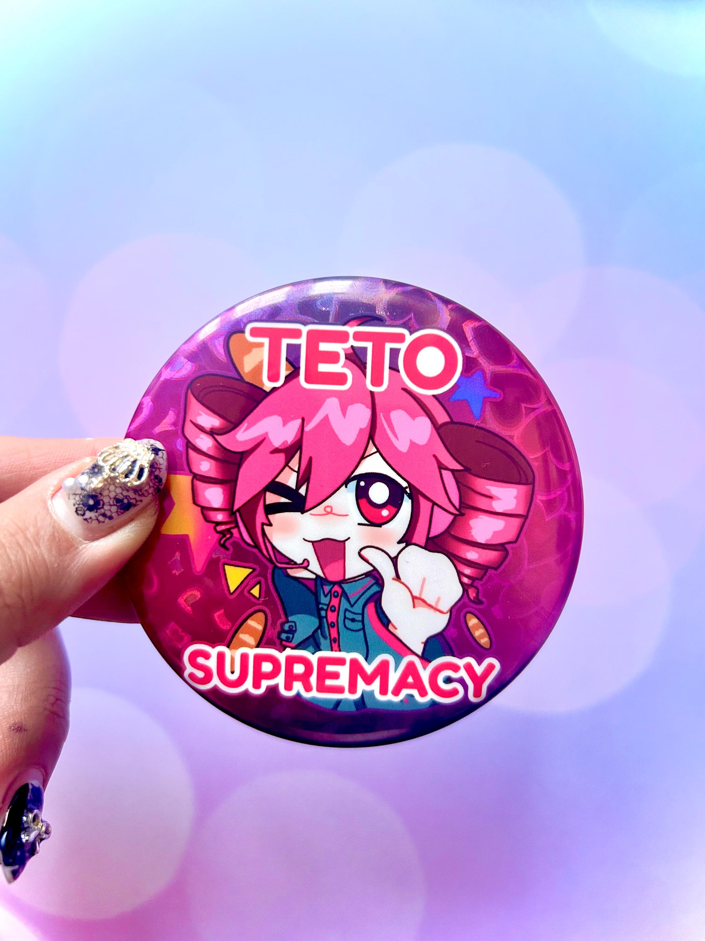 Miku Supremacy Holographic Pin Button | Anime Heart Teto Meme Funny ...