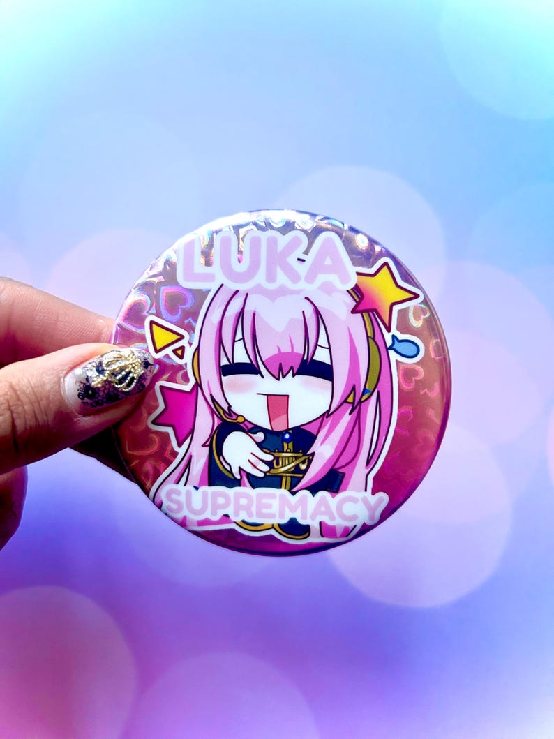 Miku Supremacy Holographic Pin Button | Anime Heart Teto Meme Funny ...