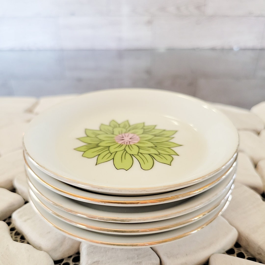 MCM Porcelain Flower Plates 4" Set of 5 - Etsy