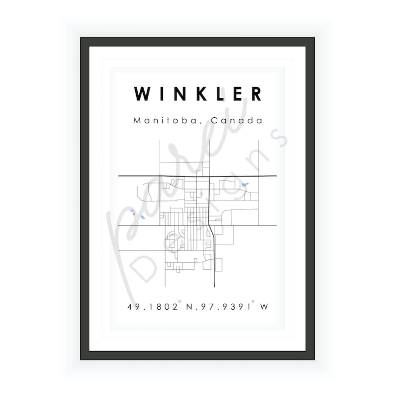 Winkler MB Map | Winkler Manitoba Digital Map | Minimalistic Digital ...