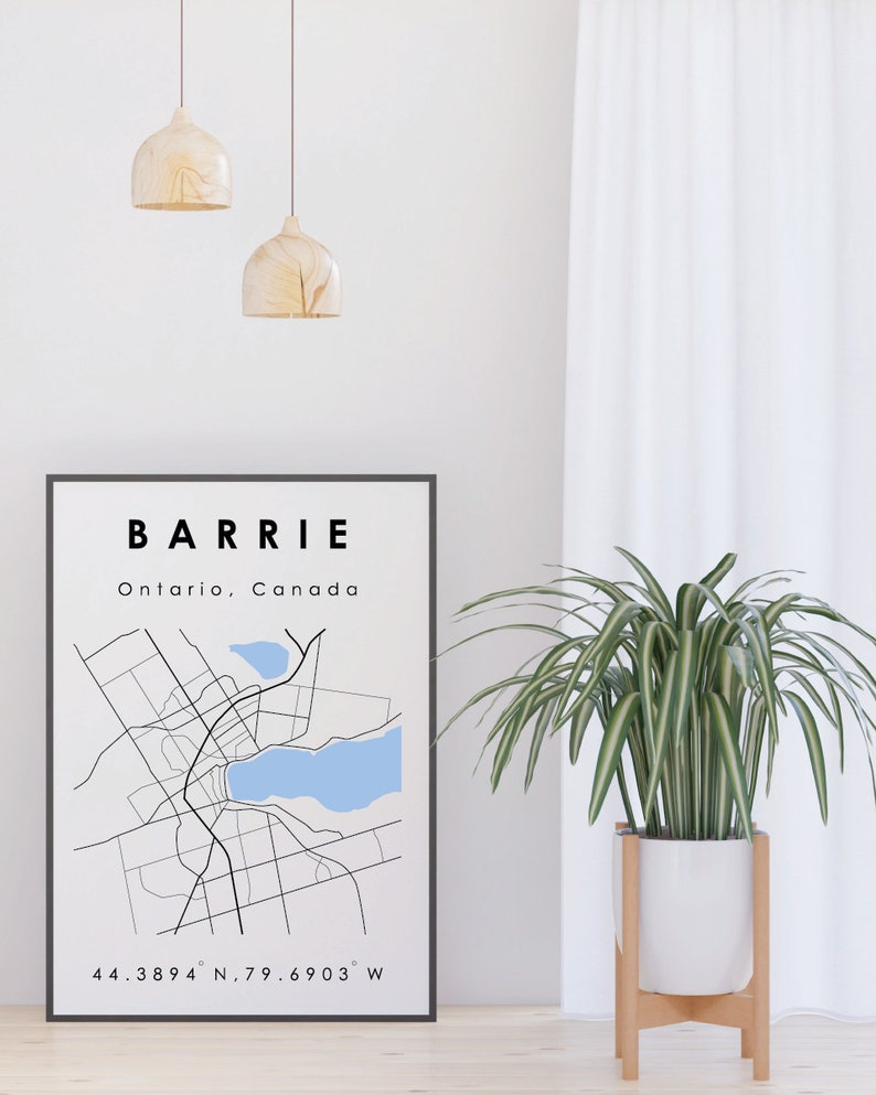 Barrie ON Map | Barrie Ontario Digital Map | Minimalistic Digital Map ...