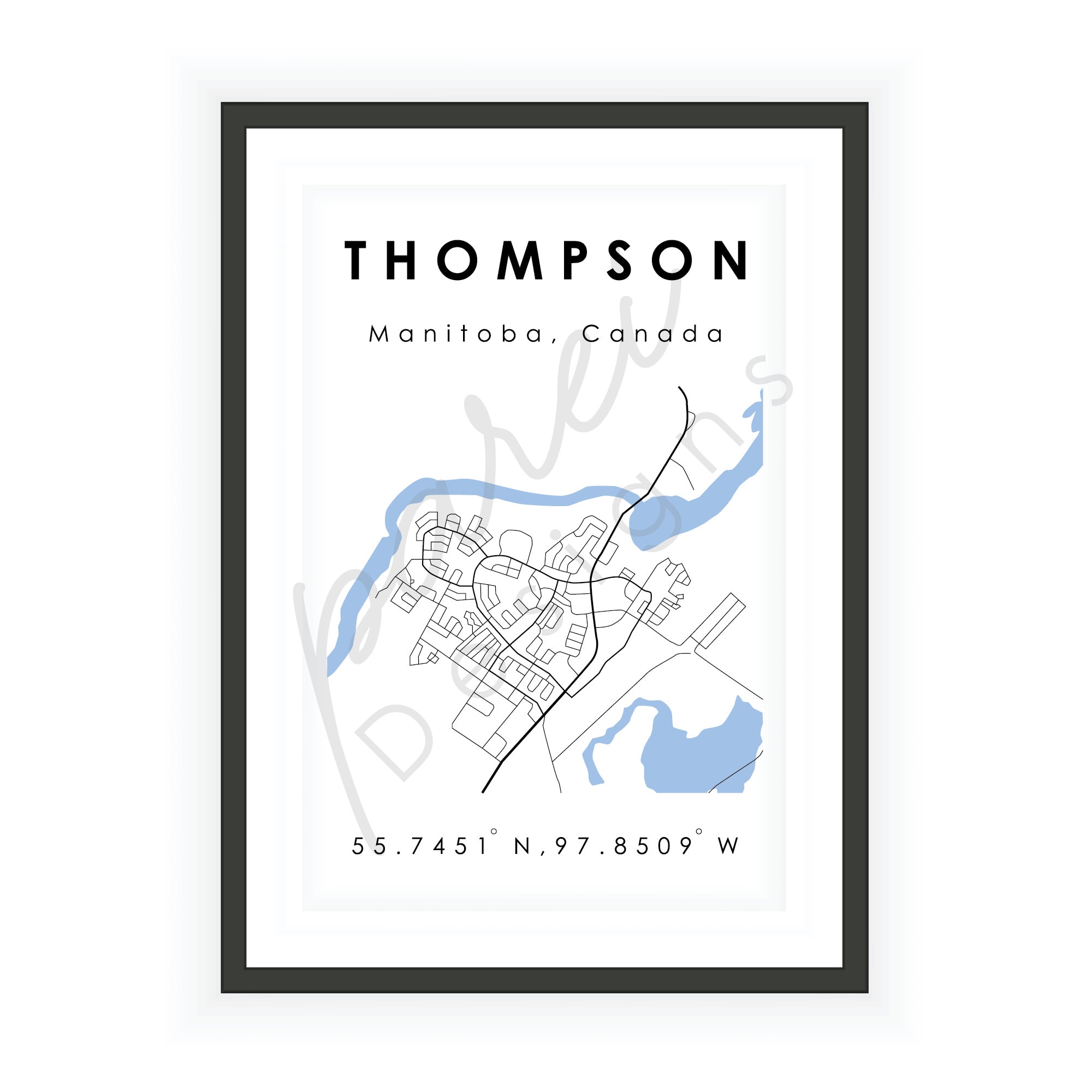 Thompson Manitoba Map Art | Minimalist City Print (digital Download) - Etsy