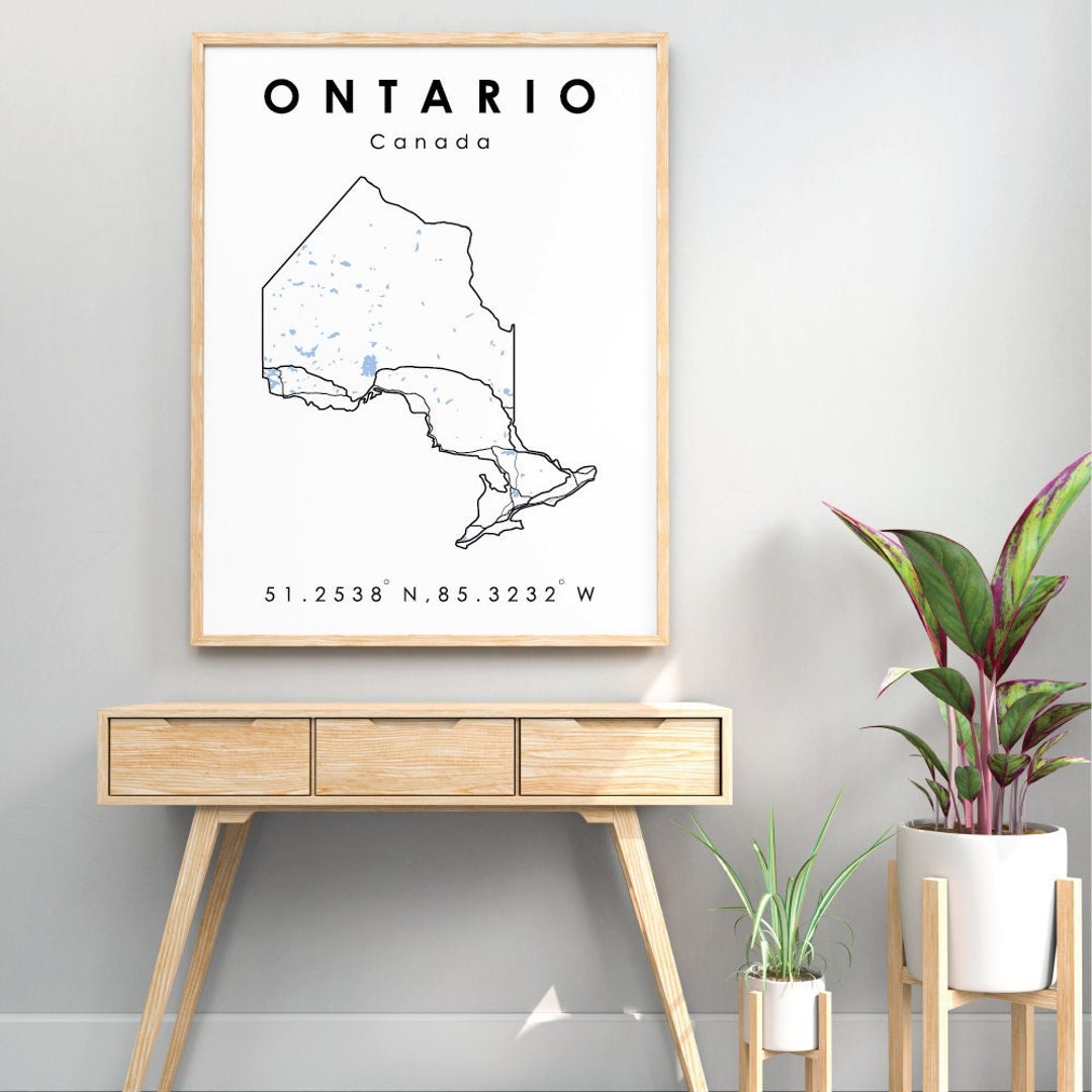 Ontario Map | Ontario Digital Map | Minimalistic Digital Map ...