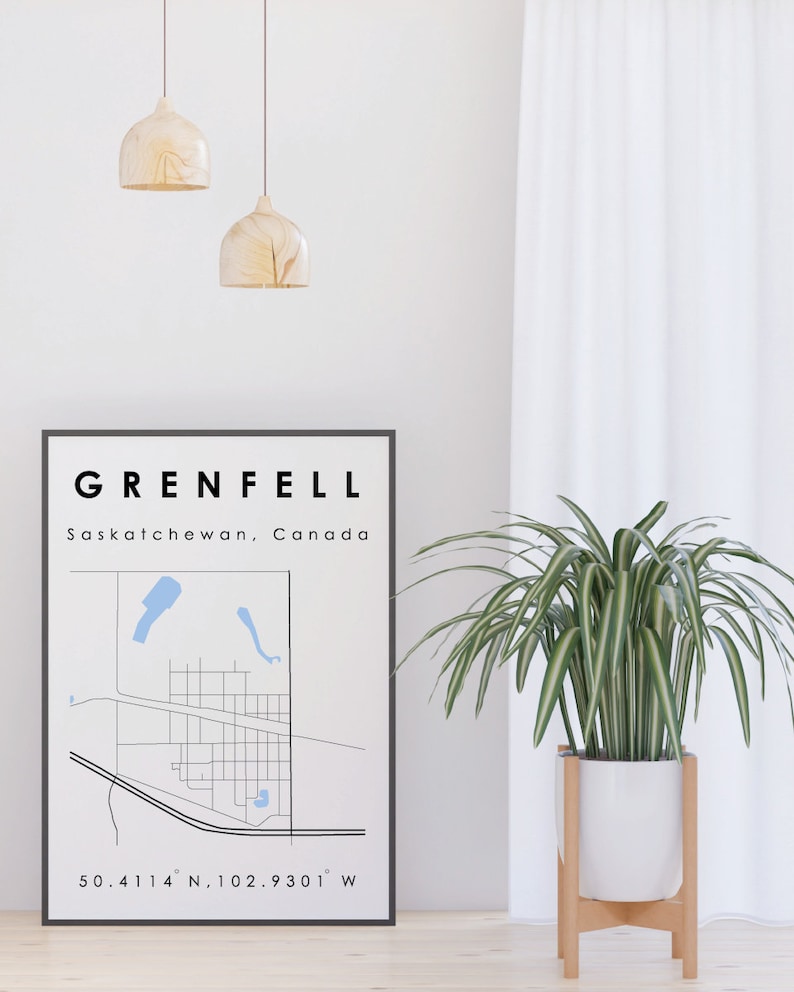 Grenfell Saskatchewan Map Print | Minimalist City Art (digital Download ...