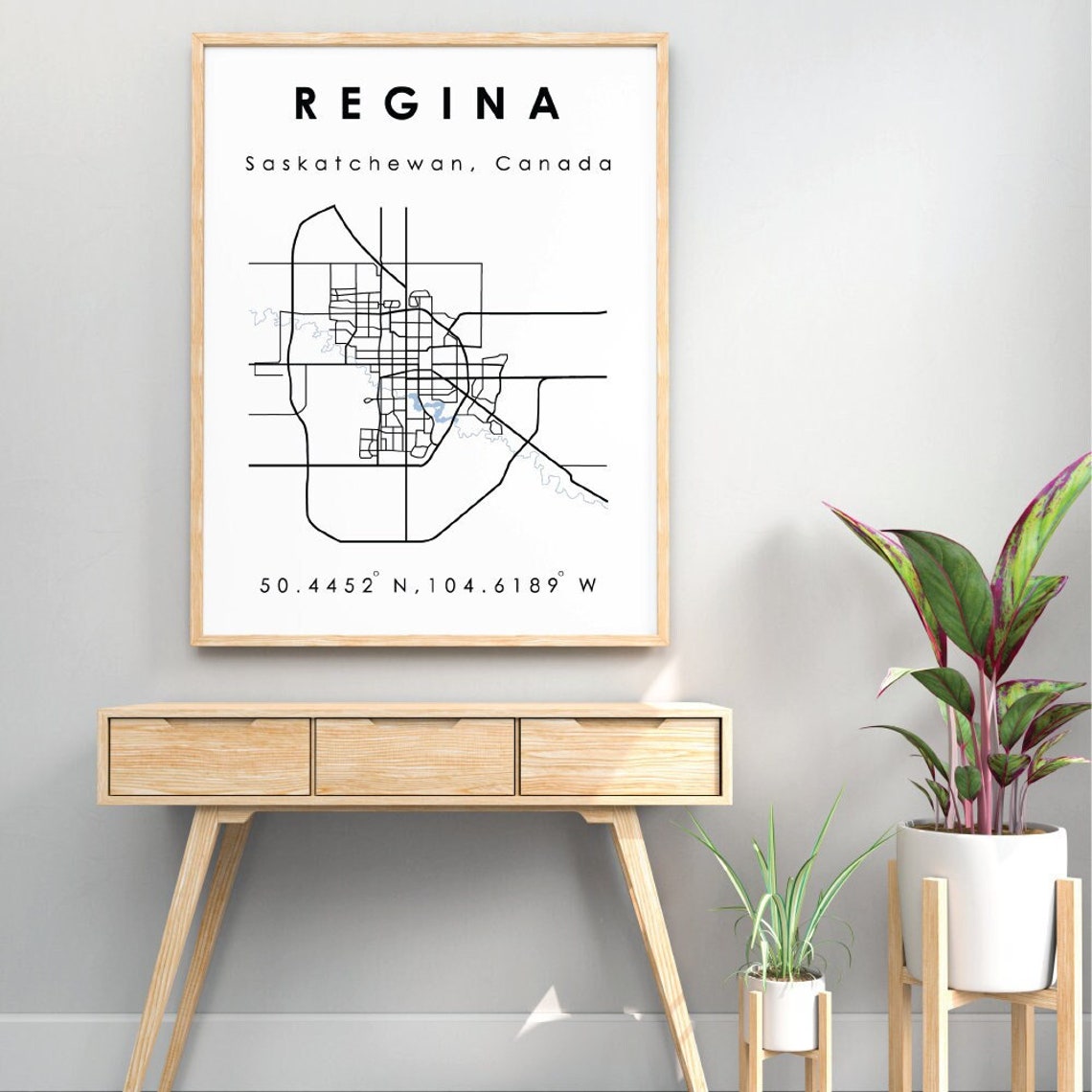Regina SK Map Regina Saskatchewan Digital Map Minimalistic Digital Map ...