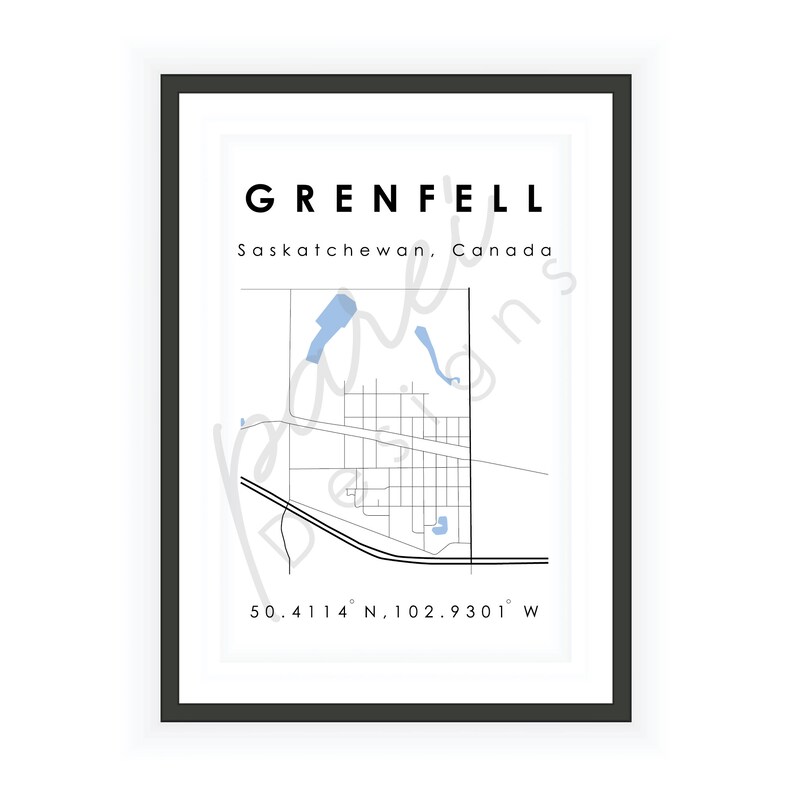 Grenfell Saskatchewan Map Print | Minimalist City Art (digital Download ...