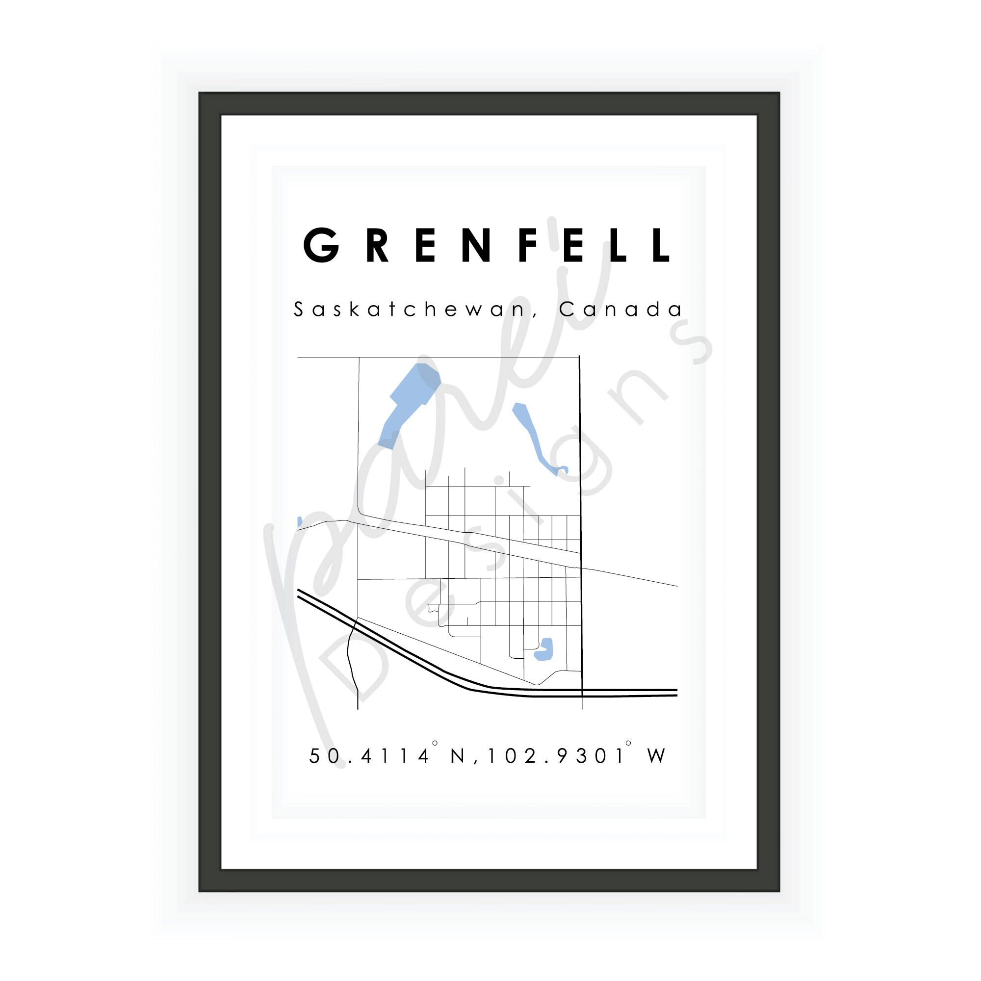 Grenfell Saskatchewan Map Print | Minimalist City Art (digital Download ...