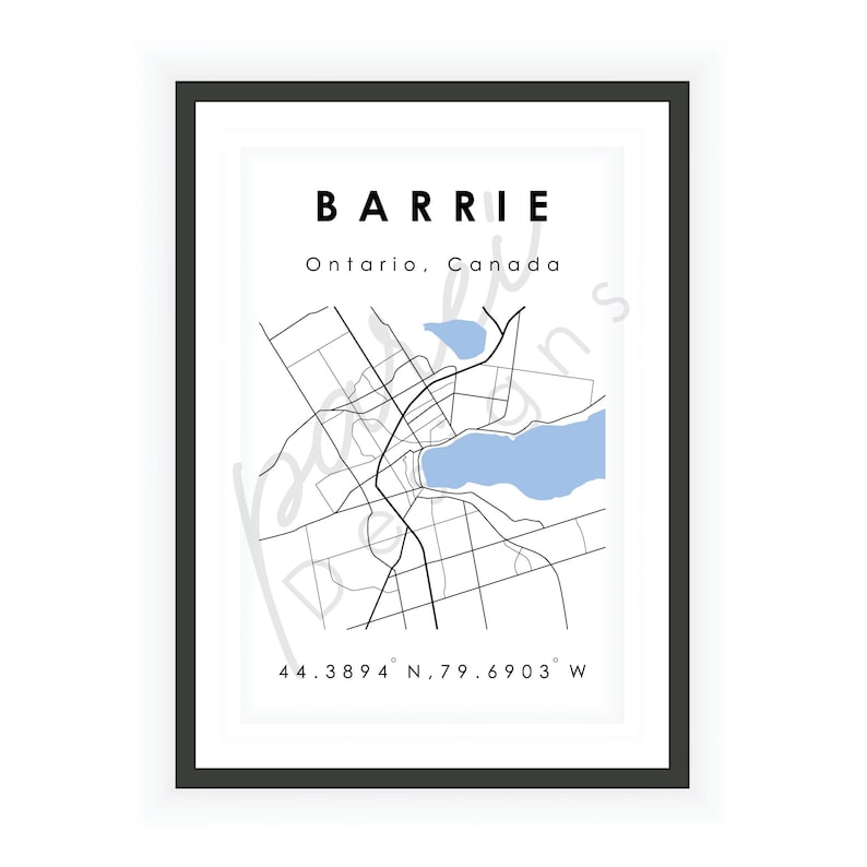 Barrie ON Map | Barrie Ontario Digital Map | Minimalistic Digital Map ...