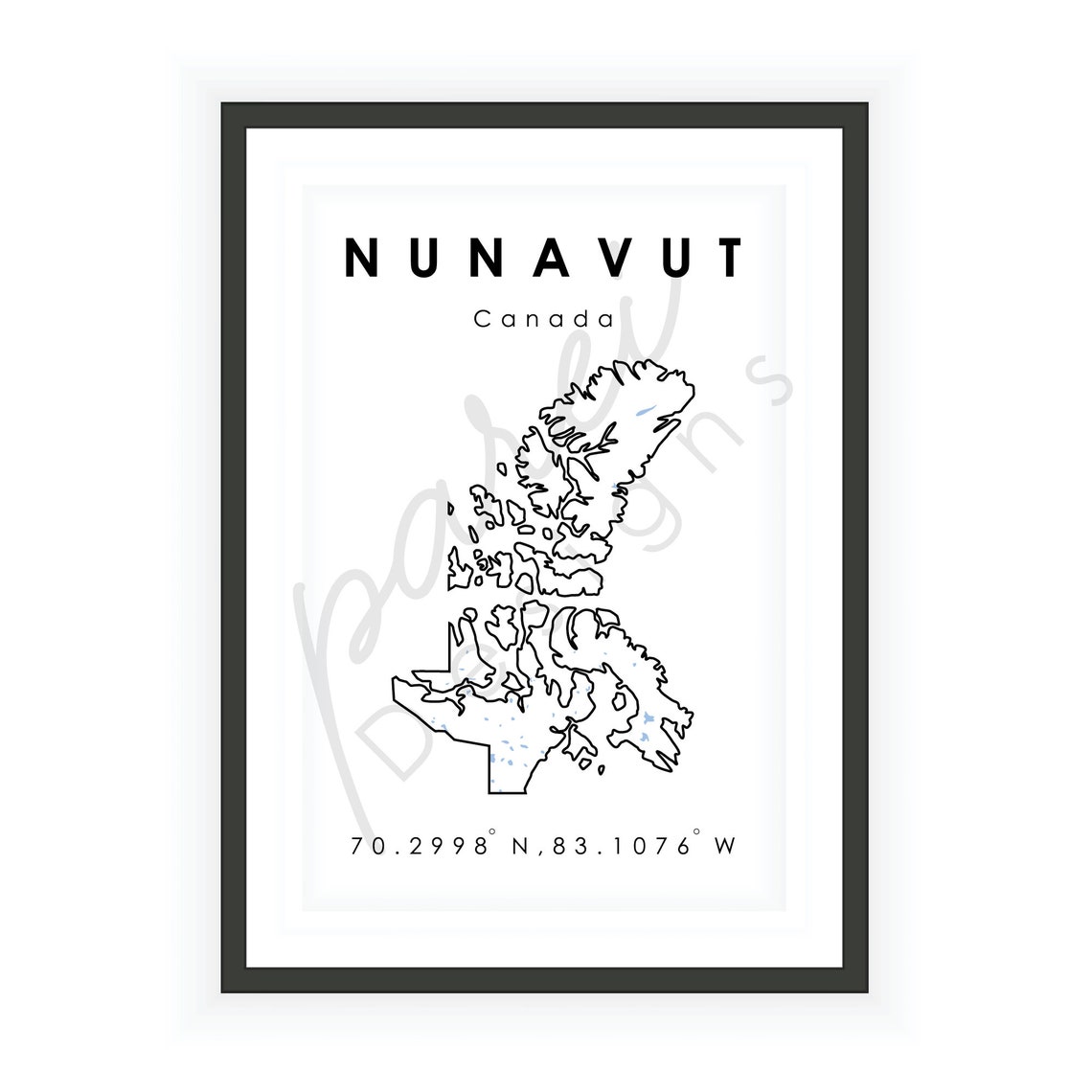 Minimalist Nunavut Map Art | Canada Territory Print (digital Download ...