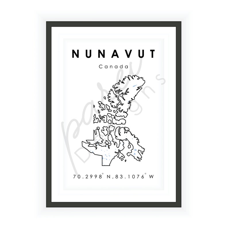 Minimalist Nunavut Map Art | Canada Territory Print (digital Download ...