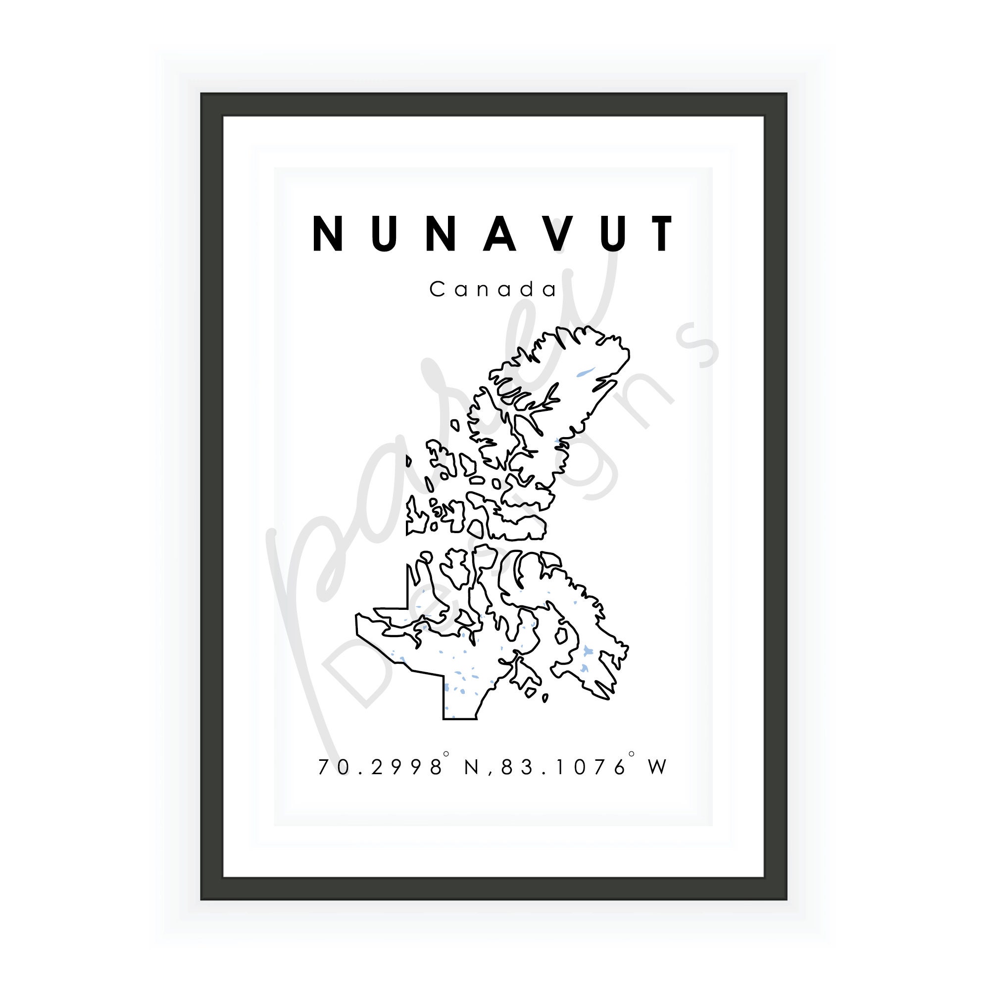 Nunavut Map | Nunavut Digital Map | Minimalistic Digital Map ...