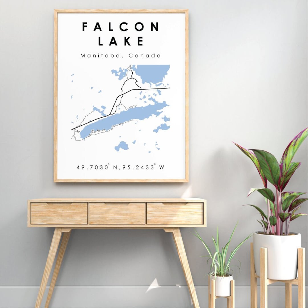 Falcon Lake MB Map | Falcon Lake Digital Map | Minimalistic Digital Map ...