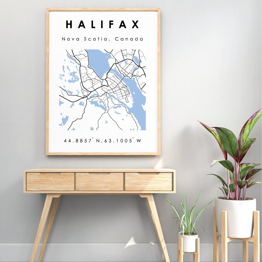 Halifax NS Map | Halifax Nova Scotia Digital Map | Minimalistic Digital ...