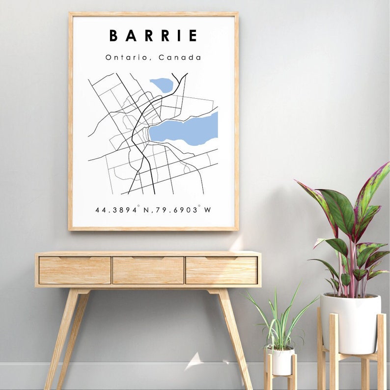 Barrie ON Map | Barrie Ontario Digital Map | Minimalistic Digital Map ...