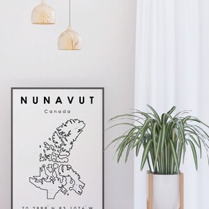 Minimalist Nunavut Map Art | Canada Territory Print (digital Download ...