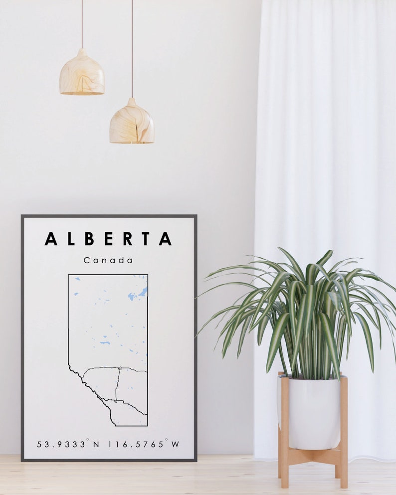Alberta Map | Alberta Digital Map | Minimalistic Digital Map ...