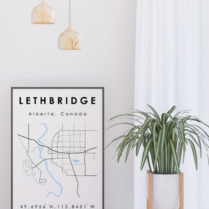 Lethbridge AB Map | Lethbridge Alberta Digital Map | Minimalistic ...