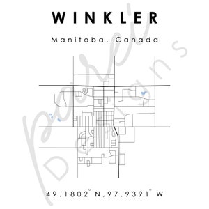 Winkler MB Map | Winkler Manitoba Digital Map | Minimalistic Digital ...