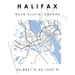 Halifax NS Map | Halifax Nova Scotia Digital Map | Minimalistic Digital ...