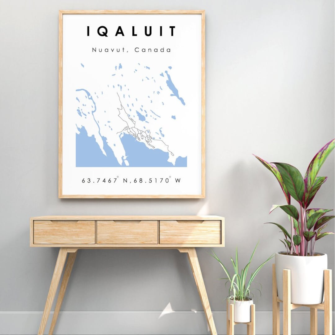 Iqaluit NU Map | Iqaluit Nunavut Digital Map | Minimalistic Digital Map ...