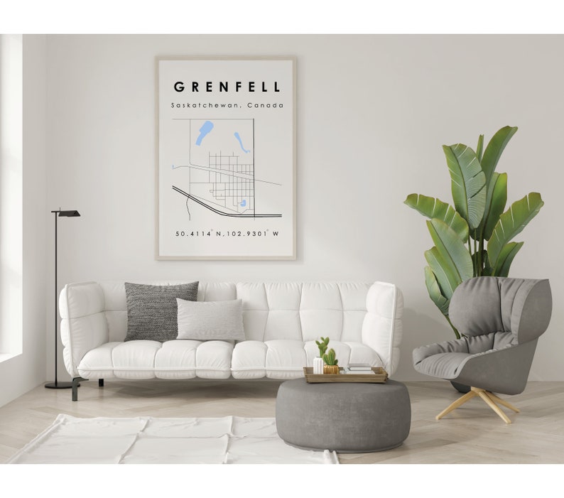 Grenfell Saskatchewan Map Print | Minimalist City Art (digital Download ...