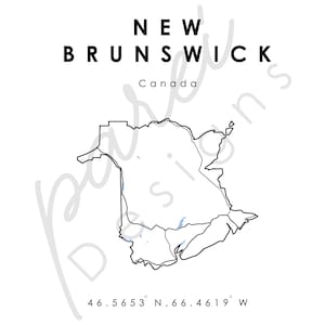 New Brunswick Map | New Brunswick Digital Map | Minimalistic Digital ...