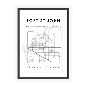 Fort St John BC Map | Fort St John British Columbia Digital Map ...