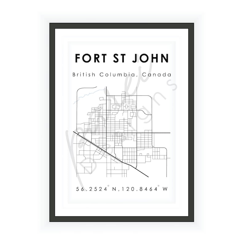 Fort St John BC Map | Fort St John British Columbia Digital Map ...