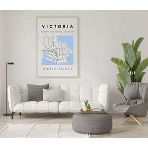 Victoria BC Map Victoria British Columbia Digital Map Minimalistic ...