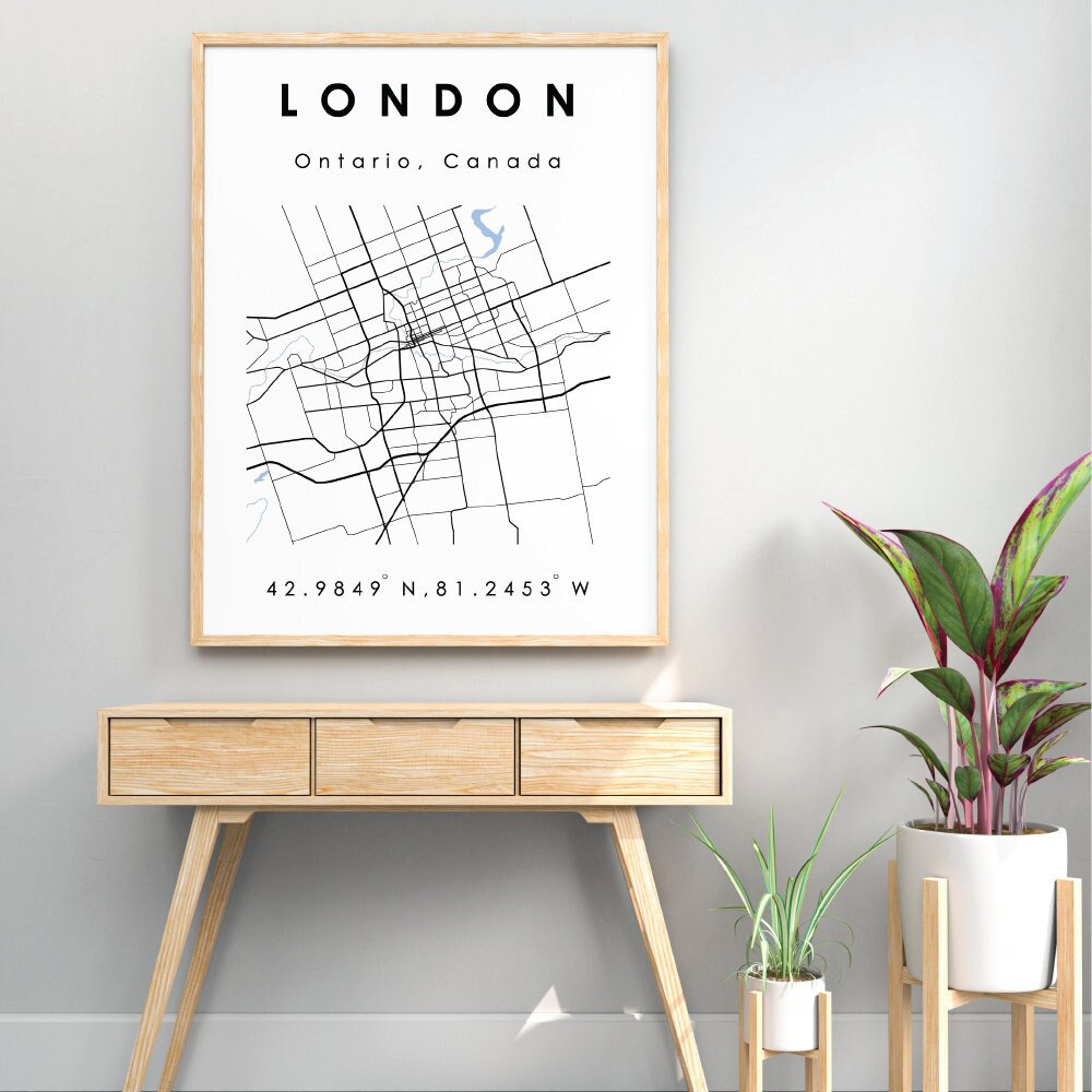 London ON Map London Ontario Digital Map Minimalistic Digital Map ...