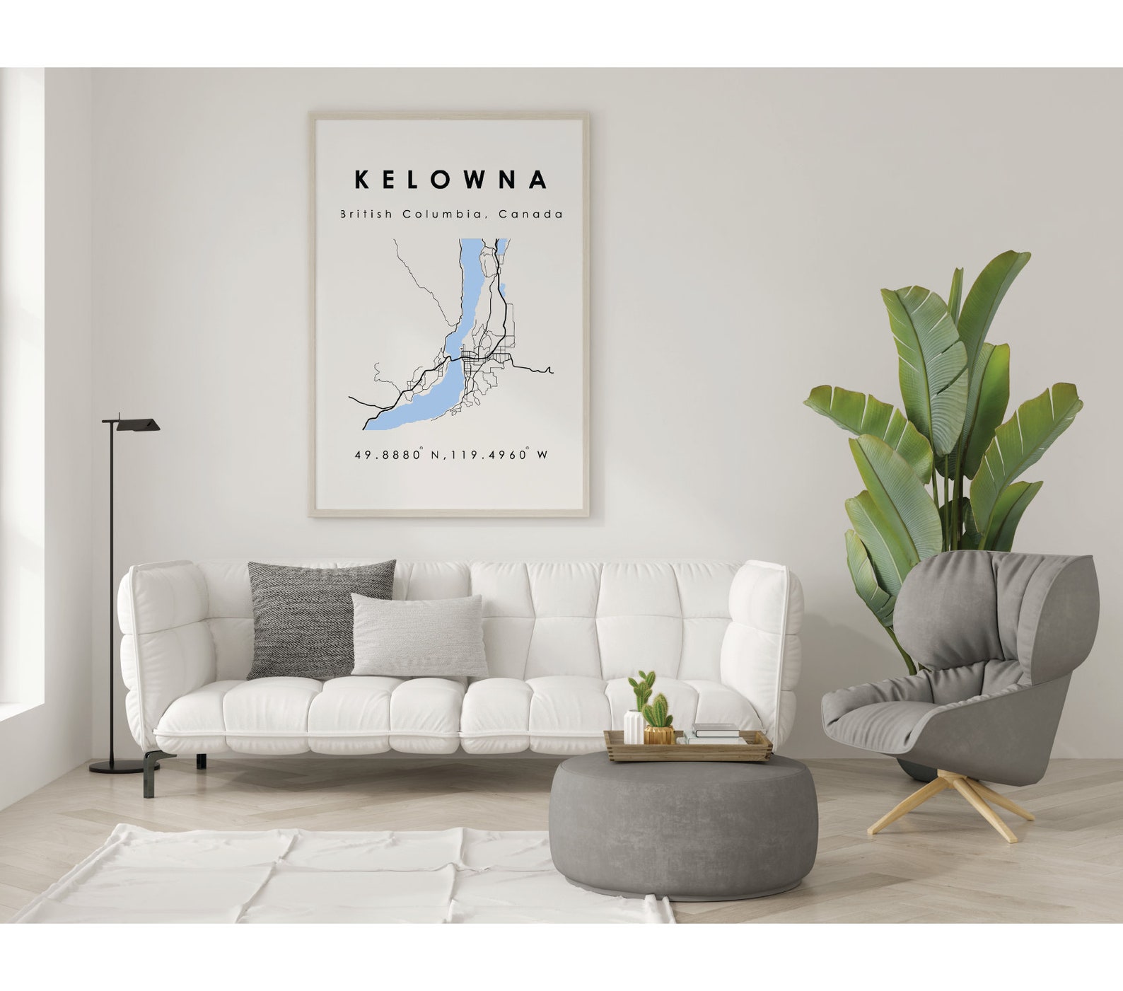 Kelowna BC Map | Kelowna British Columbia Digital Map | Minimalistic ...