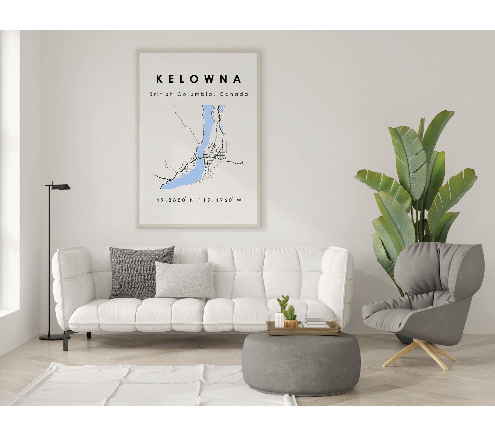 Kelowna BC Map | Kelowna British Columbia Digital Map | Minimalistic ...