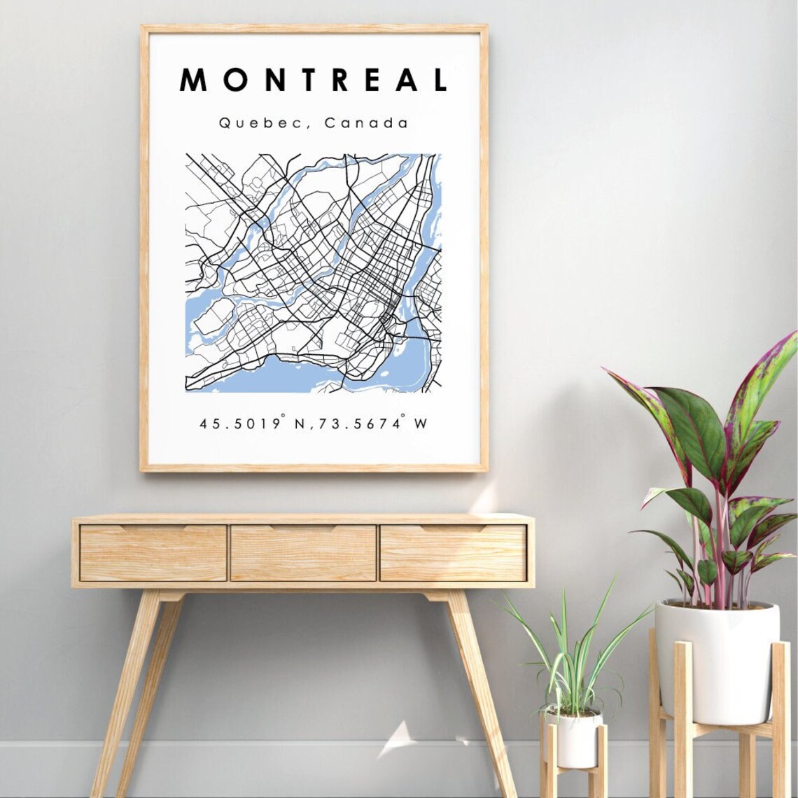 Montreal QC Map Montreal Quebec Digital Map Minimalistic Digital Map ...