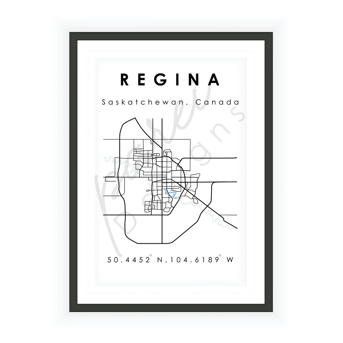 Regina SK Map Regina Saskatchewan Digital Map Minimalistic Digital Map ...