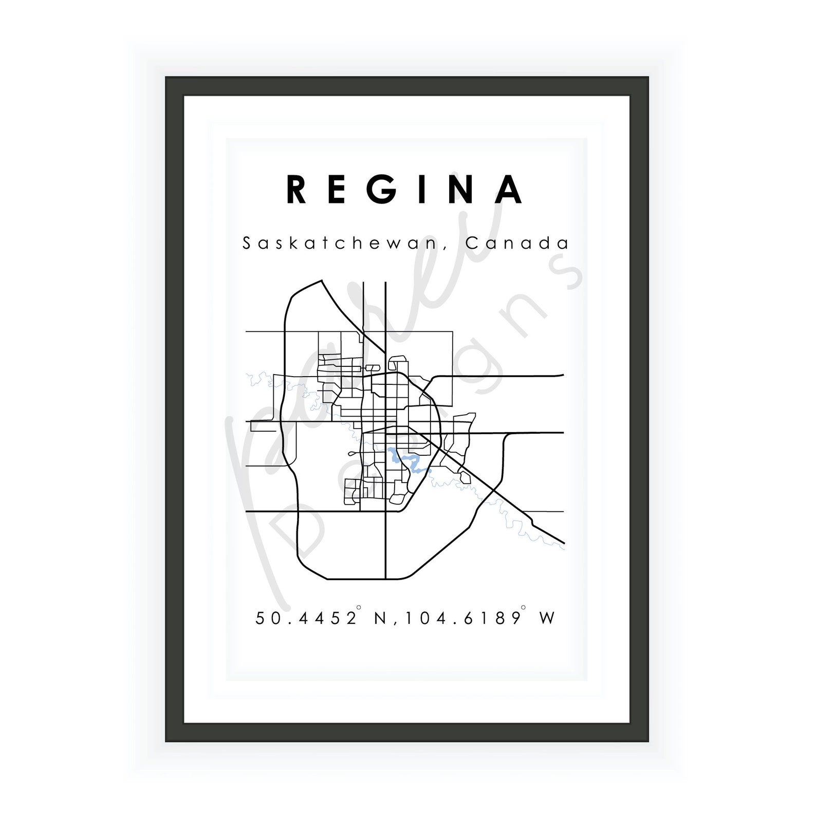Regina SK Map | Regina Saskatchewan Digital Map | Minimalistic Digital ...