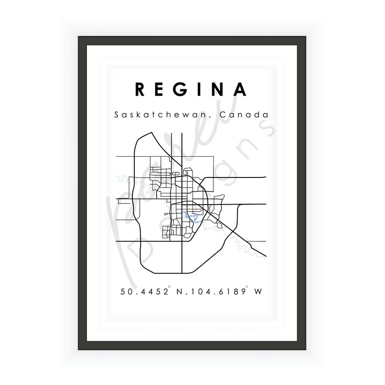 Regina SK Map | Regina Saskatchewan Digital Map | Minimalistic Digital ...