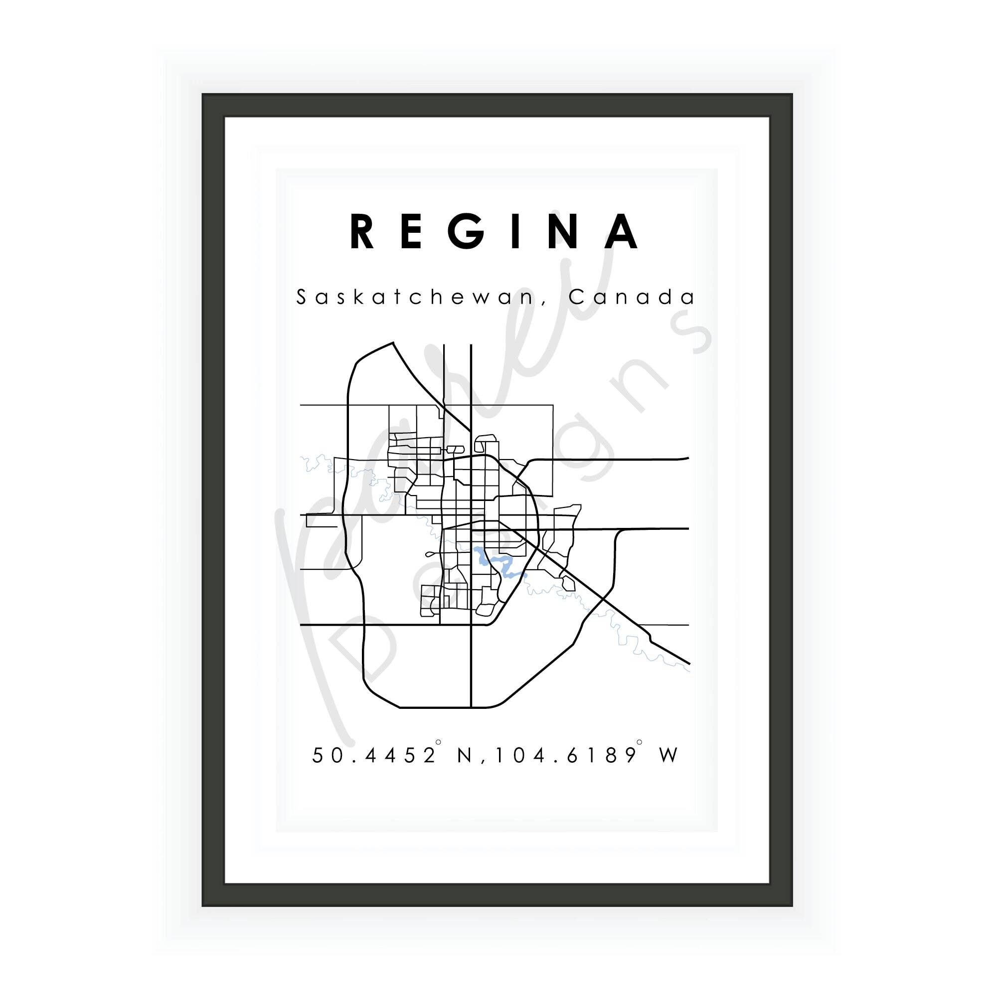Regina SK Map | Regina Saskatchewan Digital Map | Minimalistic Digital ...