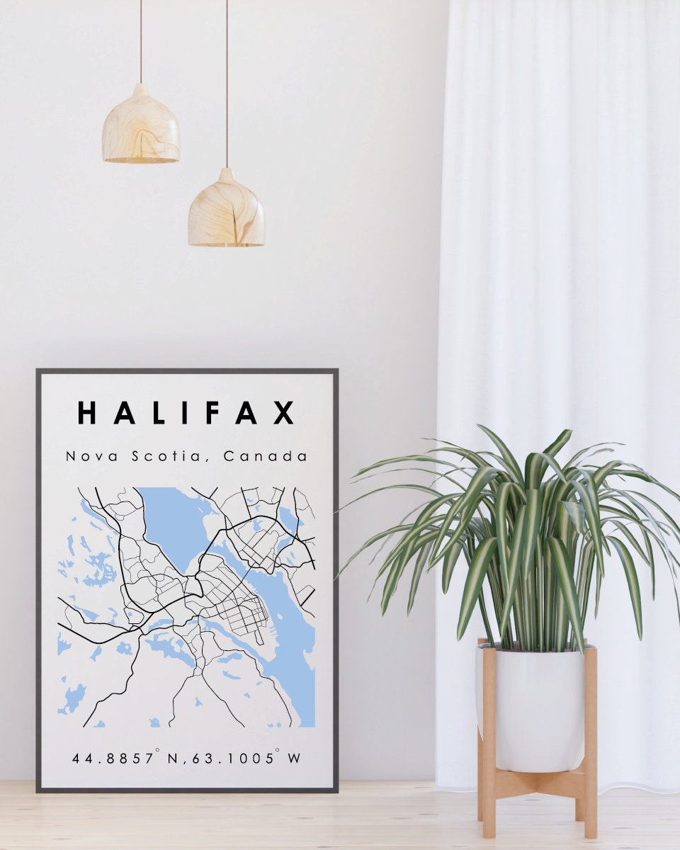 Halifax NS Map | Halifax Nova Scotia Digital Map | Minimalistic Digital ...