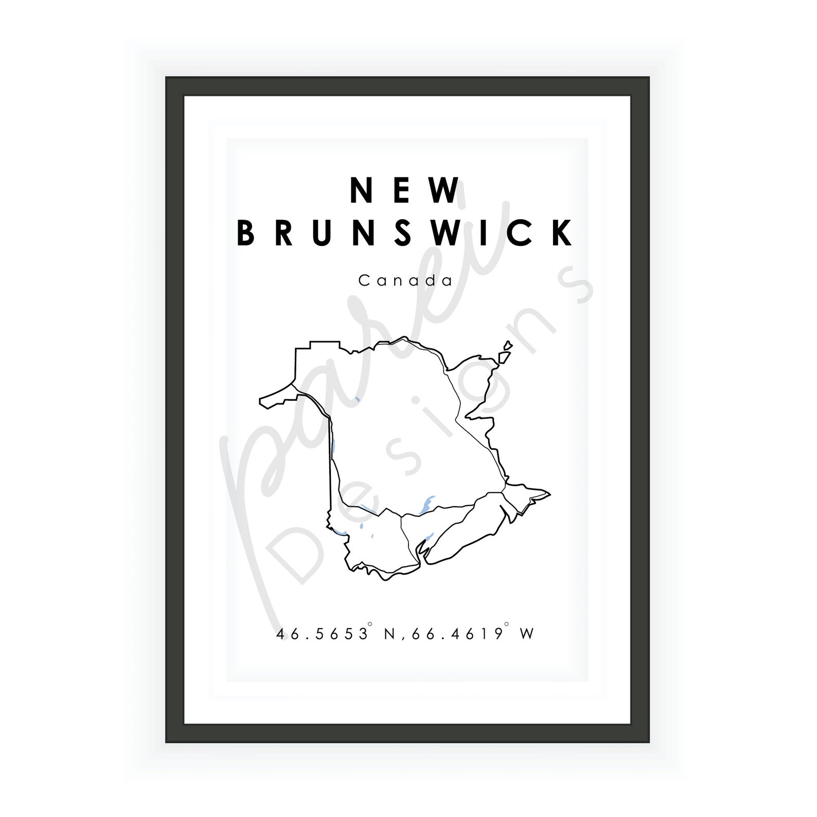 New Brunswick Map | New Brunswick Digital Map | Minimalistic Digital ...