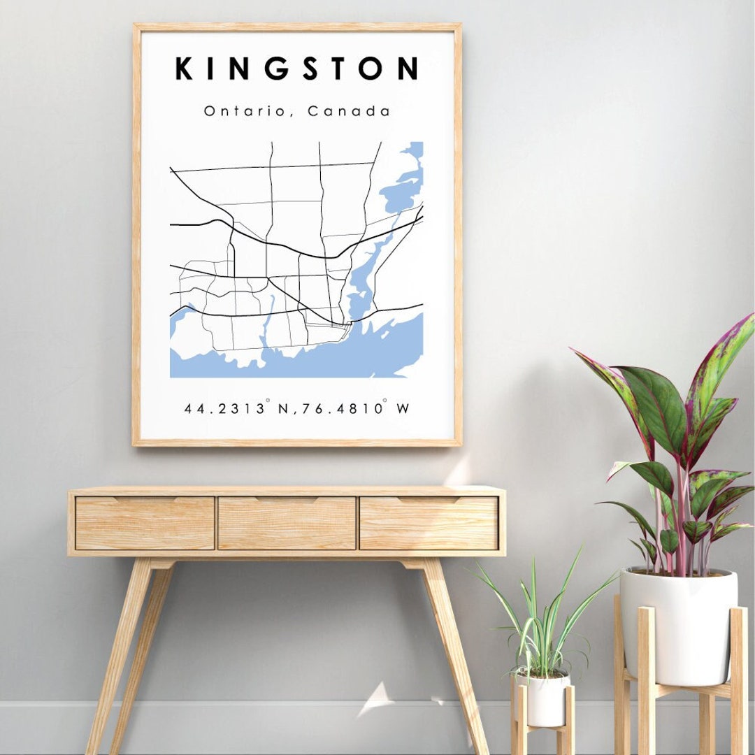 Kingston ON Map | Kingston Ontario Digital Map | Minimalistic Digital ...