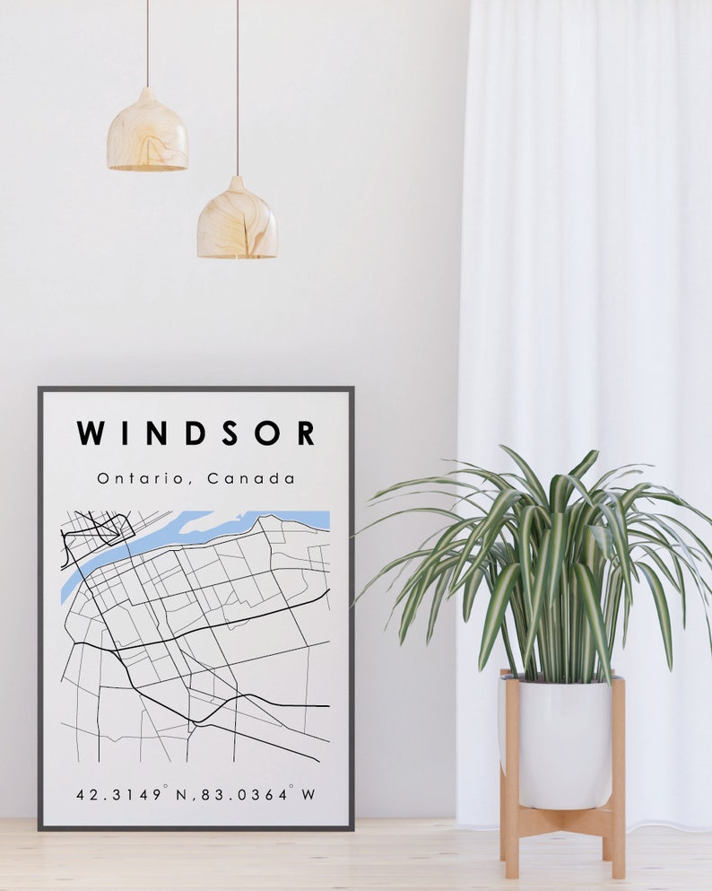 Windsor Ontario Map Art | Minimalist City Map Print (digital Download ...