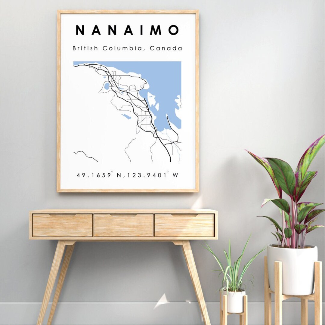 Nanaimo BC Map | Nanaimo British Columbia Digital Map | Minimalistic ...