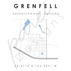 Grenfell Saskatchewan Map Print | Minimalist City Art (digital Download ...