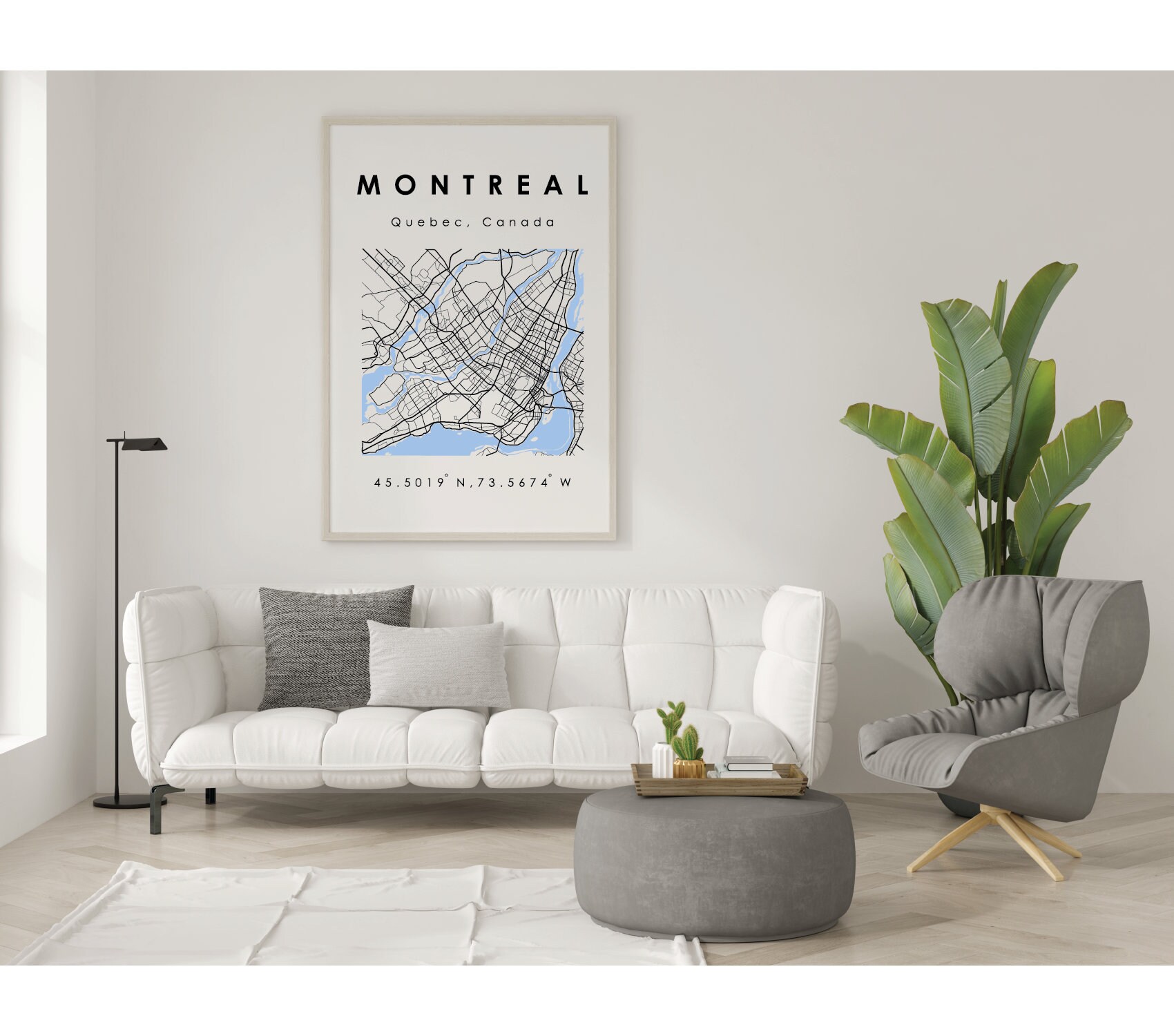 Montreal QC Map Montreal Quebec Digital Map Minimalistic Digital Map ...